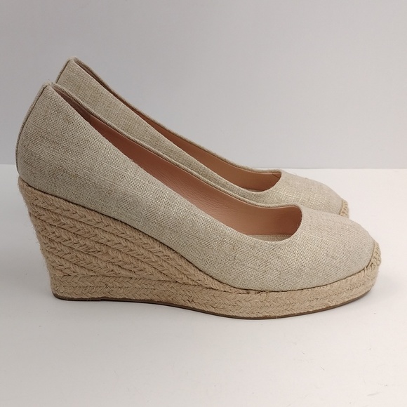 J. Crew | Shoes | J Crew Seville Espadrille Wedges In Metallic Canvas ...